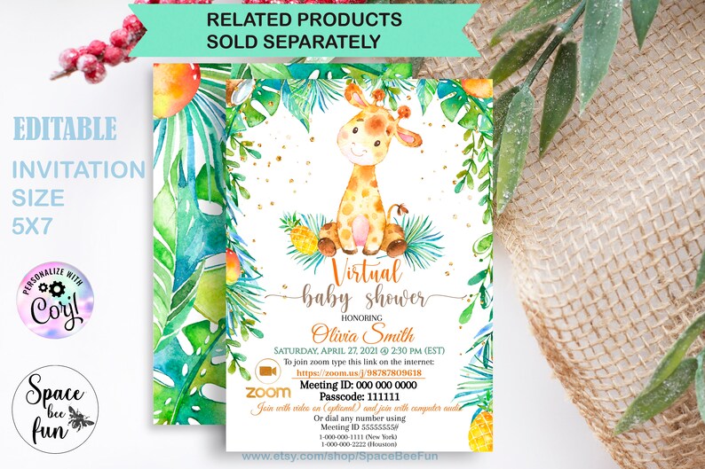 ZOOM Baby Shower Background Virtual Baby Shower Invite Zoom - Etsy