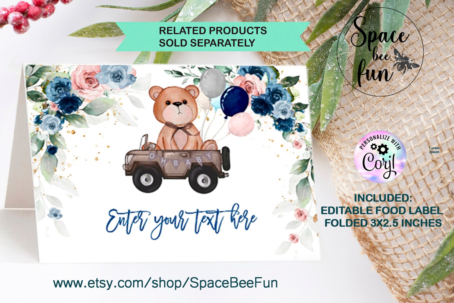 Editable Sign Teddy Bear Baby Shower Favors Gift Tags Favor - Etsy