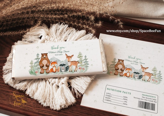 Woodland Animal Chocolate Bar Wrapper Template Candy Bar Wrapper Boy ...