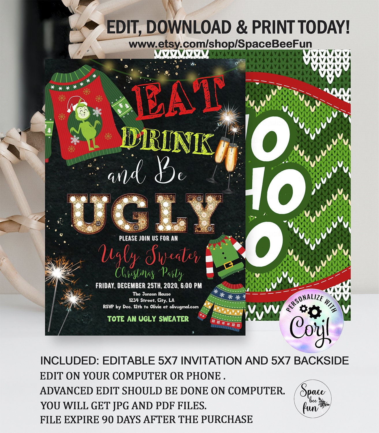 Printable Ugly Sweater Party Invitations