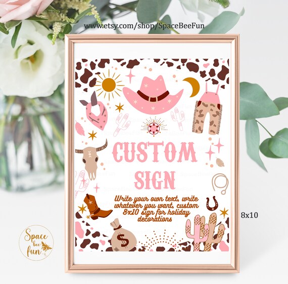 Cowgirl Rodeo Custom sign Birthday sign Editable Wild West Ranch ...