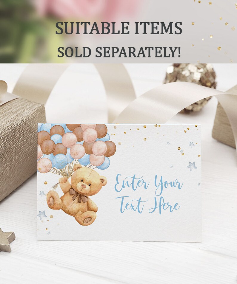 EDITABLE Zoom Background Baby Shower Teddy Bear Virtual Baby - Etsy