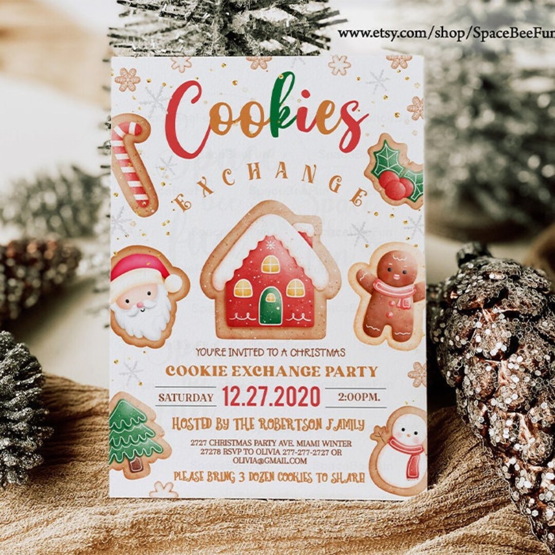 Editable Christmas Cookie Exchange Invitation Template Holiday Cookie ...