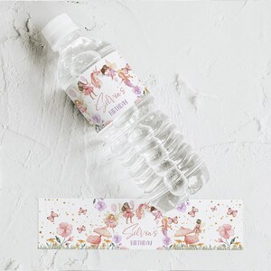 Editable Fairy Birthday Bottle Label Fairy Party Magical Unicorn Floral ...