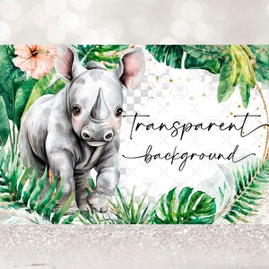 Safari Animals Baby Shower Jungle Watercolor Clipart Sweet Elephant ...