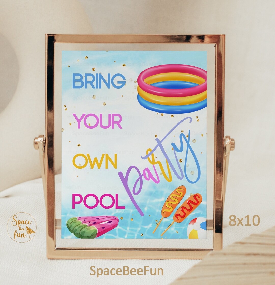 Pool Party Invitation Tropical Party Pool Party Sign Swim Pool Birthday ...