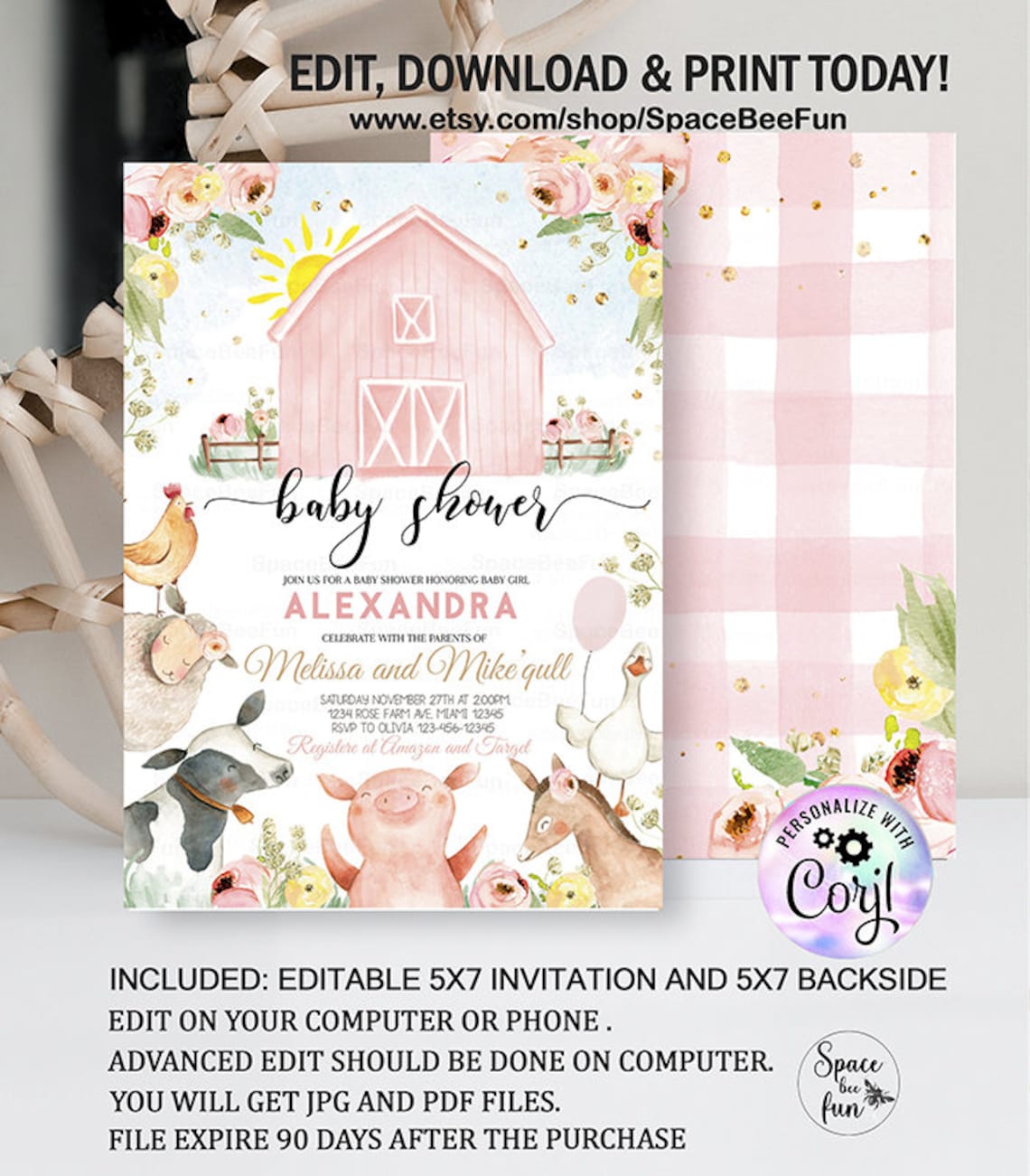 Farm Baby Shower Invitation Editable Farm Baby Shower - Etsy