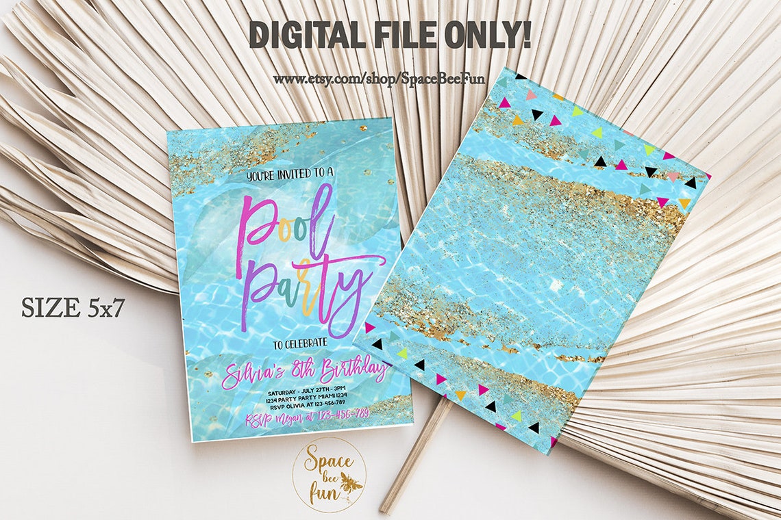 Editable Pool Party Invitation Tropical Party Pool Party - Etsy