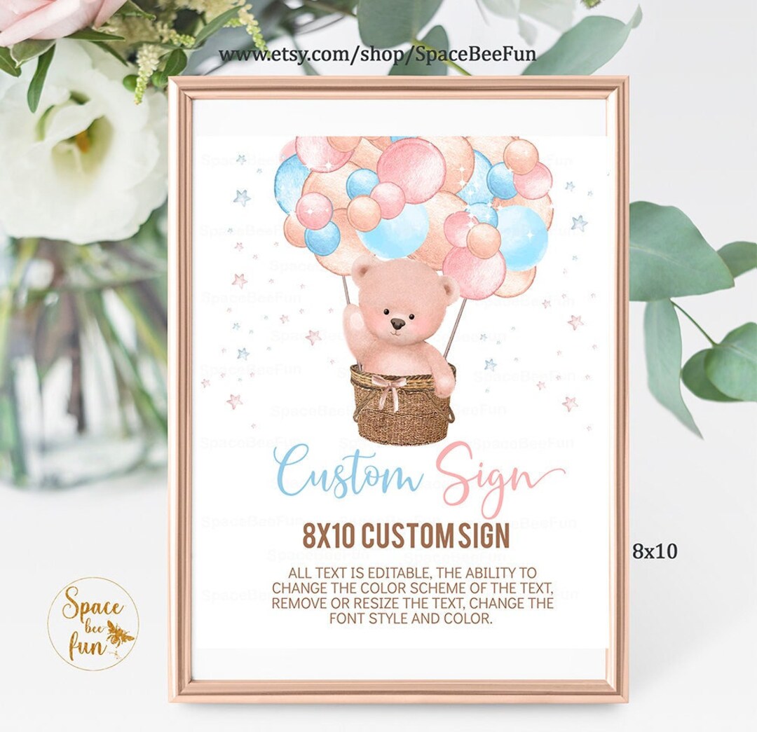 Editable We Can Bearly Wait Teddy Bear Baby Shower Custom Sign Boy Hot ...