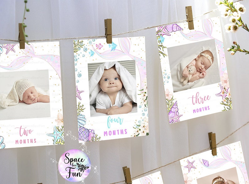 Mermaid Baby Milestone Board First Birthday Package Welcome - Etsy