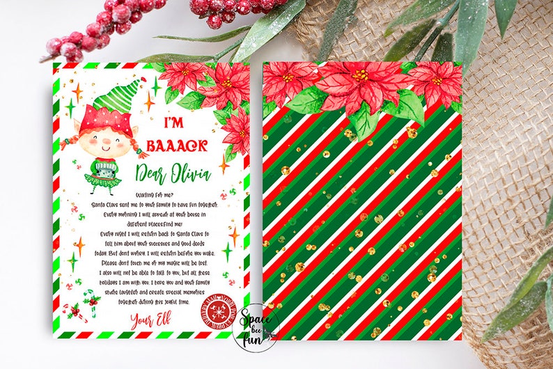 Editable Elf Girl Arrival Letter Elf Return Letter Elf I'm - Etsy