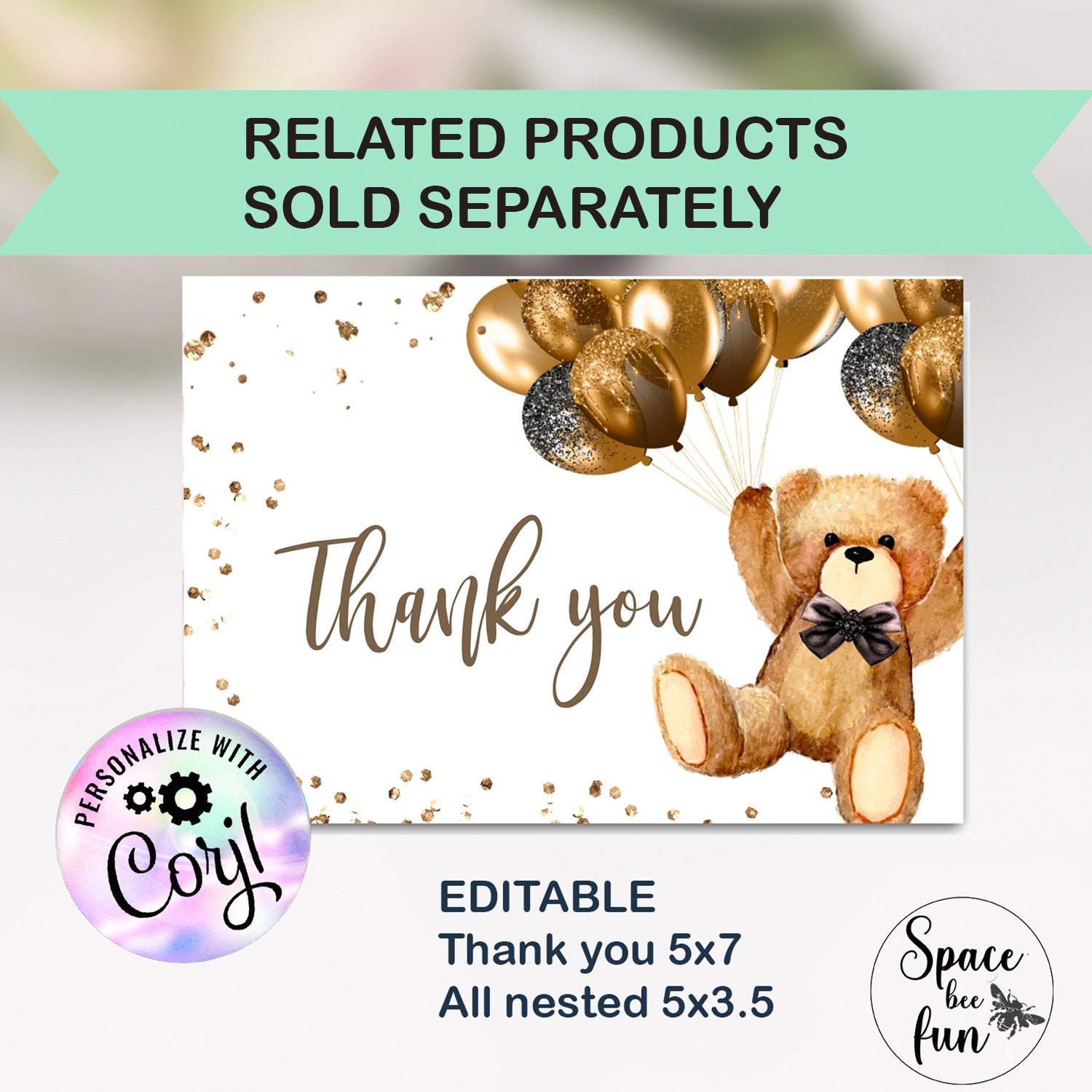 EDITABLE Zoom Background Baby Shower Teddy Bear Virtual Baby - Etsy