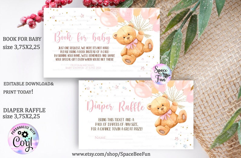 Editable Teddy Bear Baby Shower Book and Diaper Raffle - Etsy