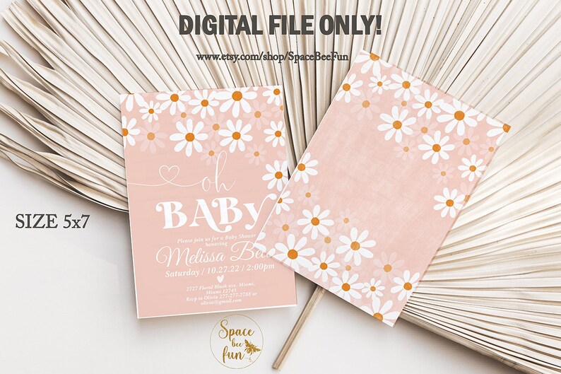 Editable Daisy Baby Shower Invitation Boho Retro Daisy Hippy - Etsy