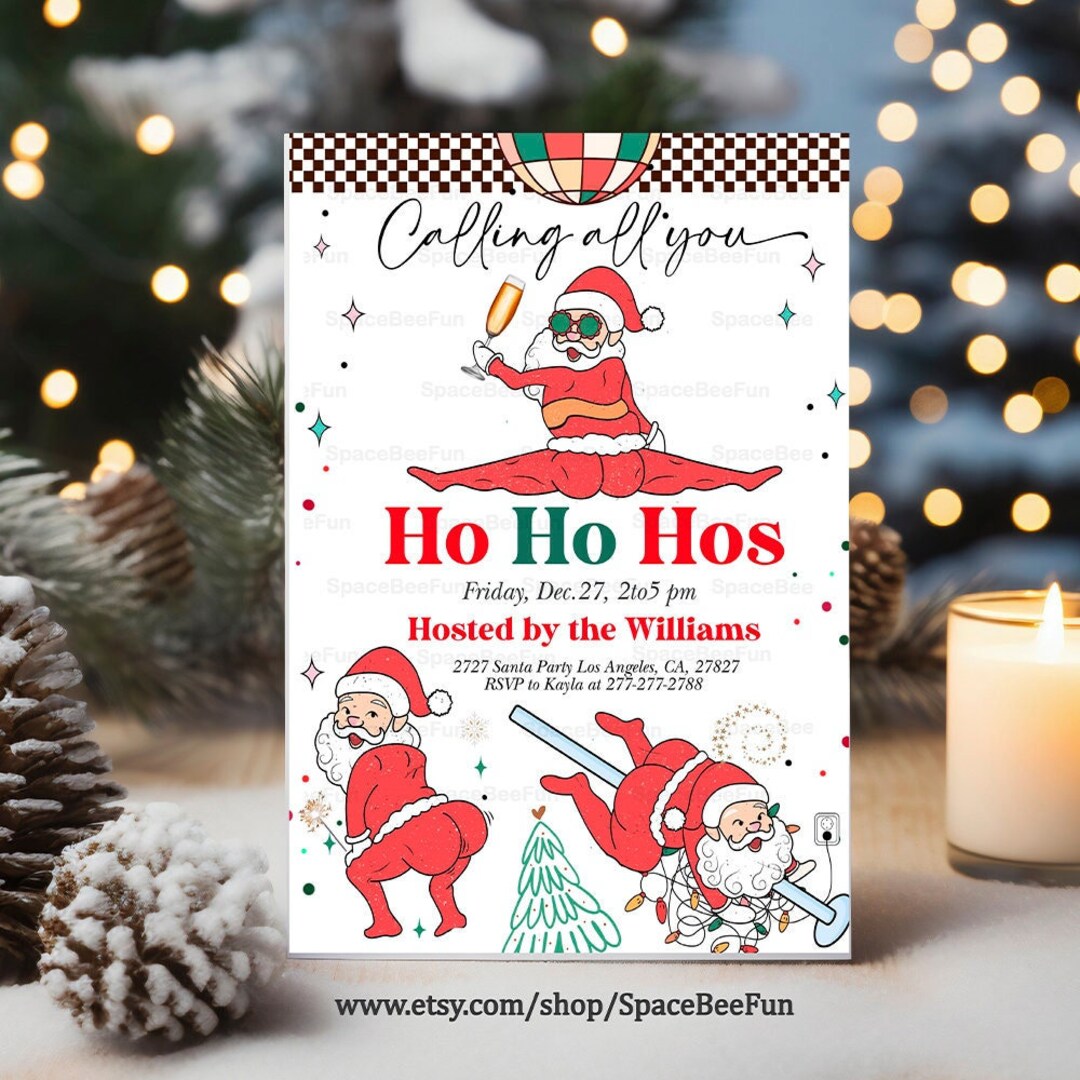 EDITABLE Santa Party Christmas Invitation Friendsmas Funny - Etsy