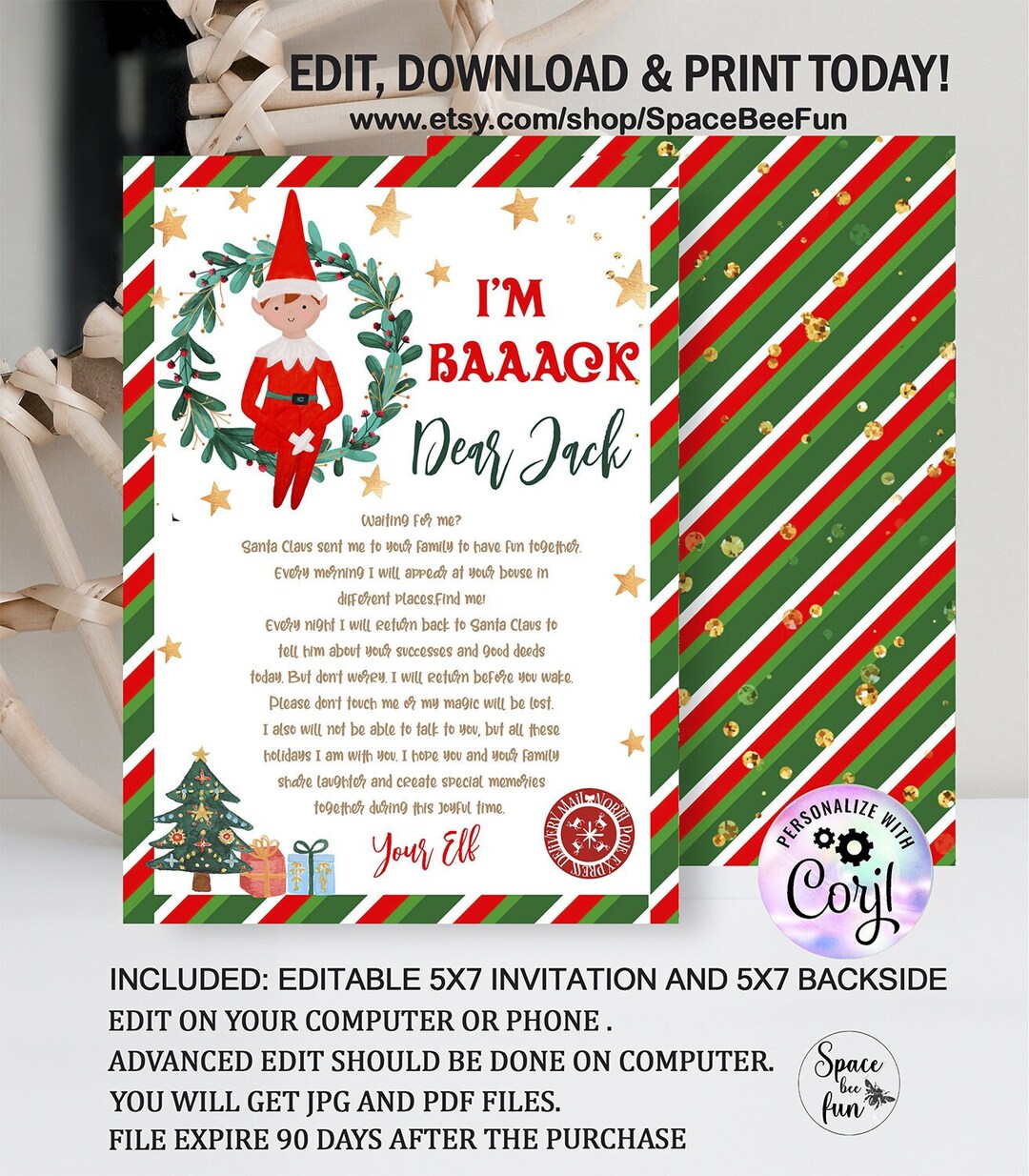 Editable Elf I'm Back Elf Arrival Letter Return Letter Christmas Elf ...