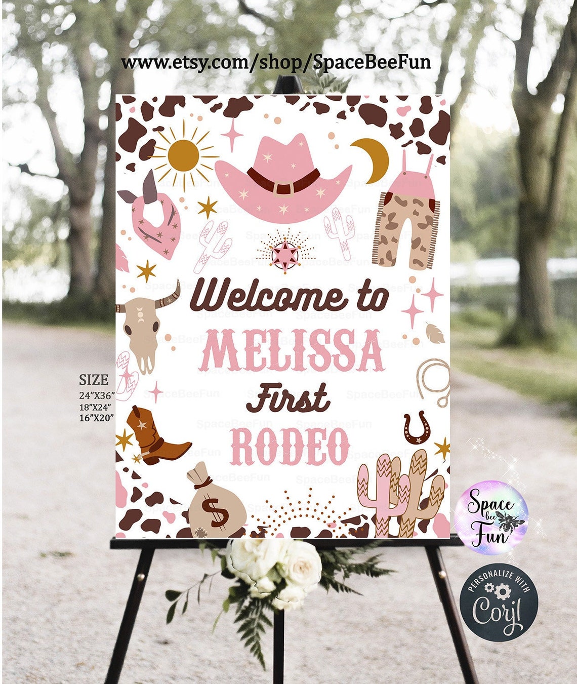 Cowgirl My First Rodeo Welcome Sign Birthday Sign Editable - Etsy