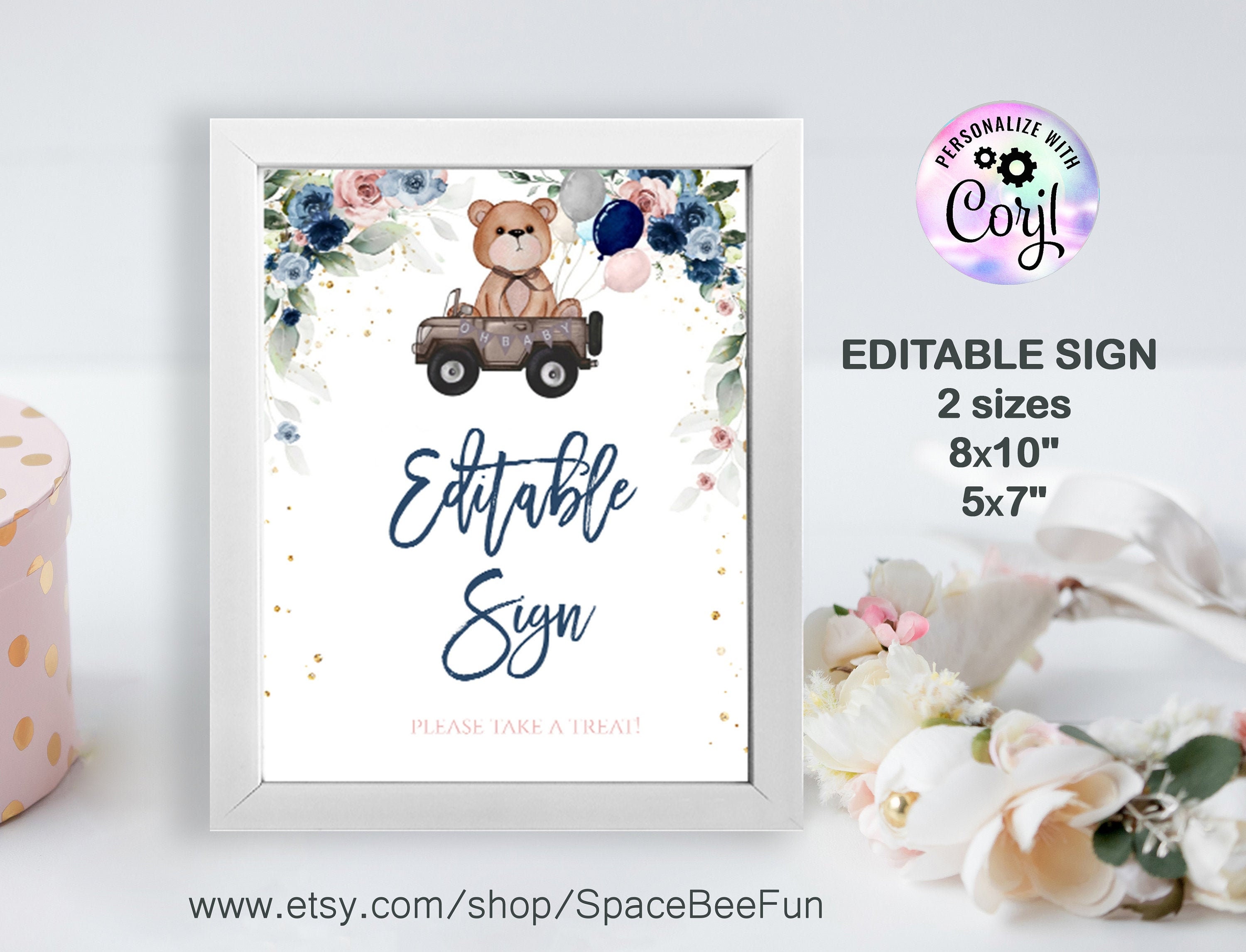 Editable Sign Teddy Bear Baby Shower Favors Gift Tags Favor - Etsy