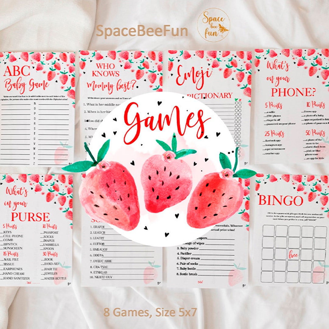 Strawberry Baby Shower Games Berry Sweet Baby on the Way Red Girl Baby ...