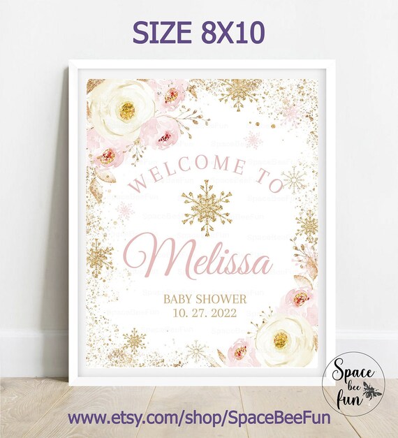 Editable Snowflake Baby Shower Welcome sign Decorations centerpiece A ...