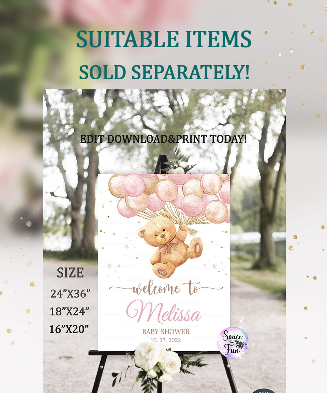 Editable Teddy Bear Baby Shower Invitation Bundle With Teddy - Etsy