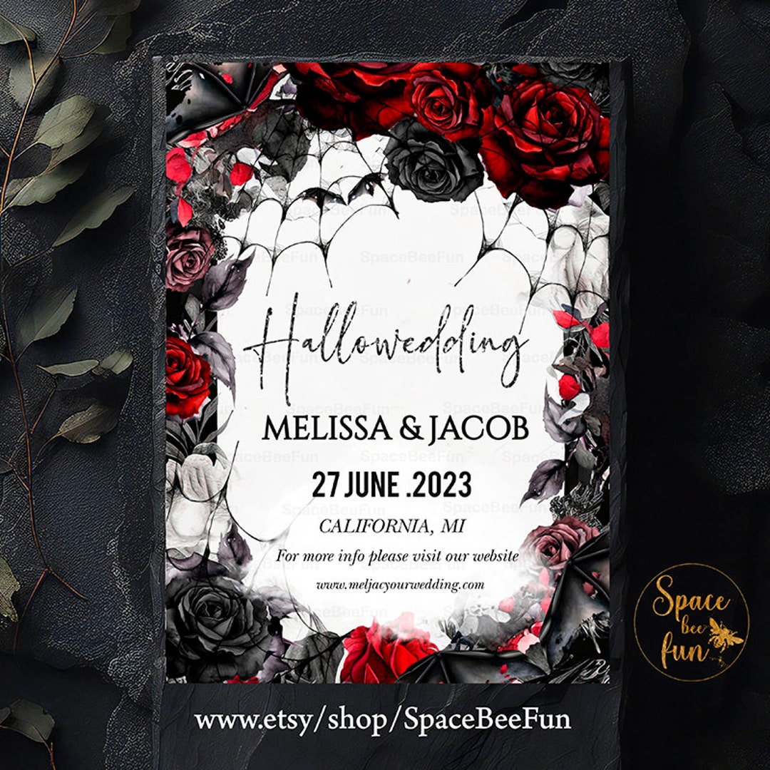 Wedding Save the Date Gothic Rose Vintage Hallowedding Halloween ...