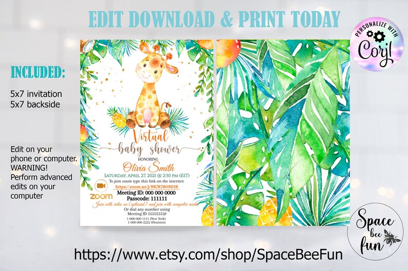 ZOOM Baby Shower Background Virtual Baby Shower Invite Zoom - Etsy