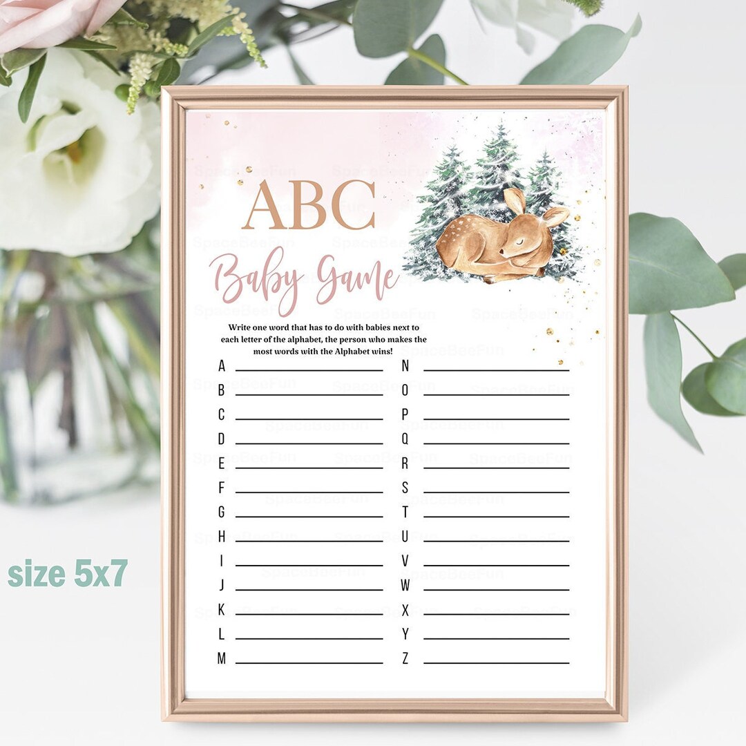 EDITABLE Deer Baby Shower Games Girl, Forest Animal Games Winter Theme ...