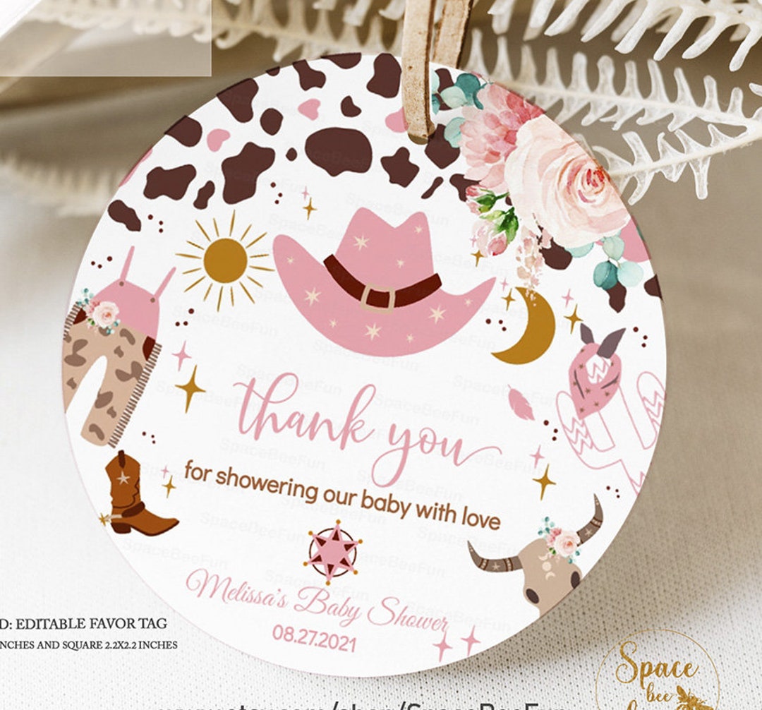 Editable Cowgirl Baby Shower Favor Tag Thank You Tag Gift Tag a Little ...