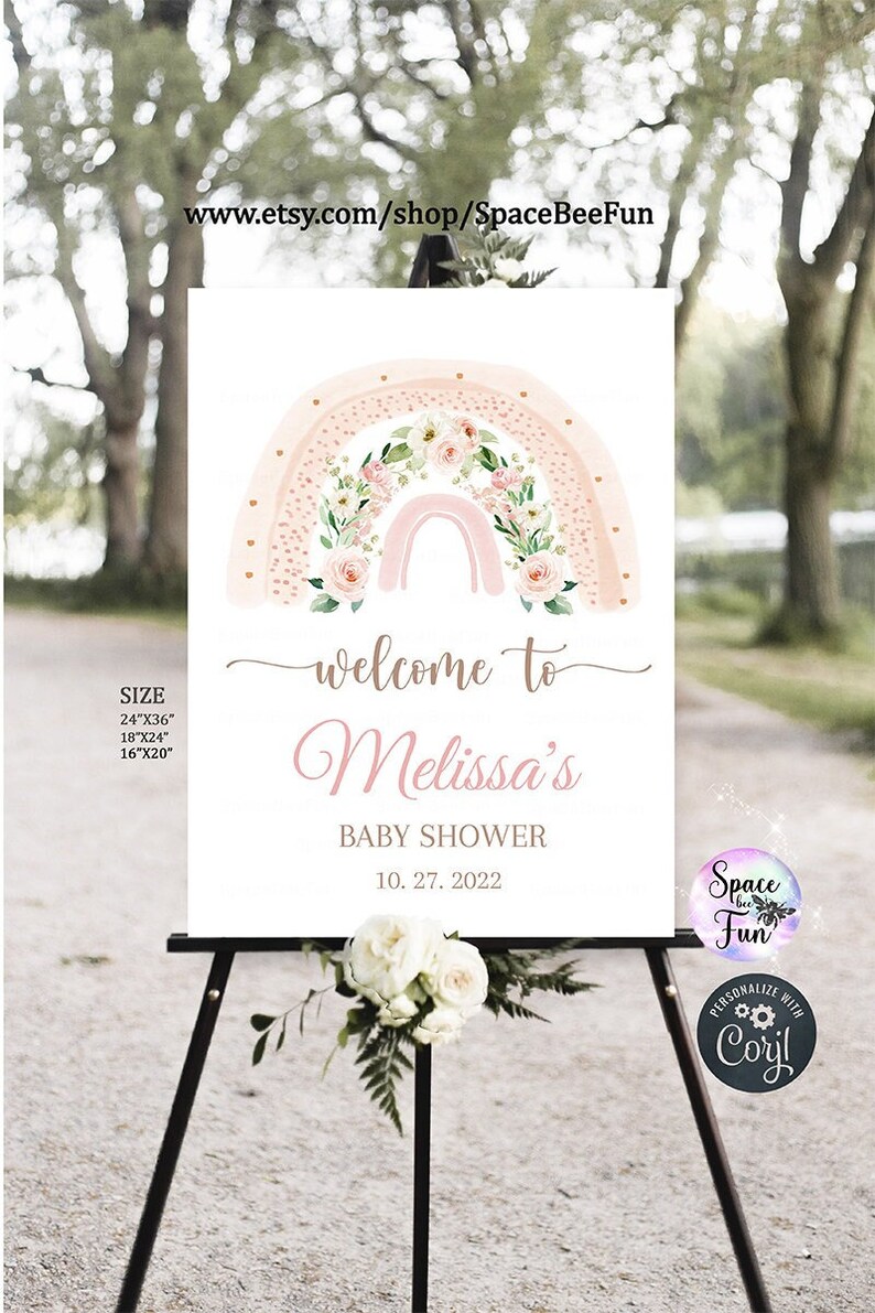 EDITABLE Rainbow Welcome Sign Garden Flowers Baby Shower - Etsy