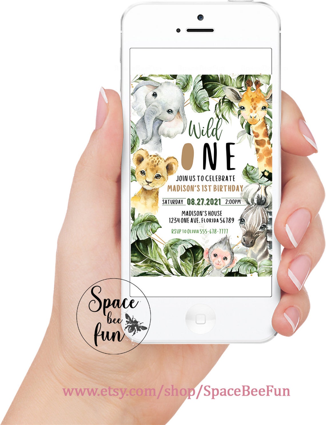 EDITABLE Safari Birthday Invitation Wild One 1st Birthday | Etsy