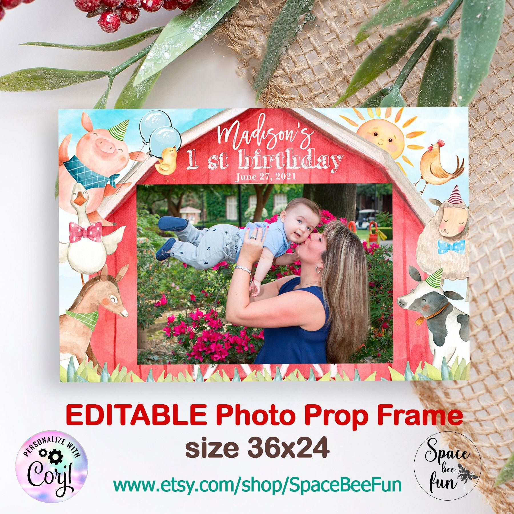 EDITABLE photo booth frame birthday Boy Birthday Photo Prop | Etsy