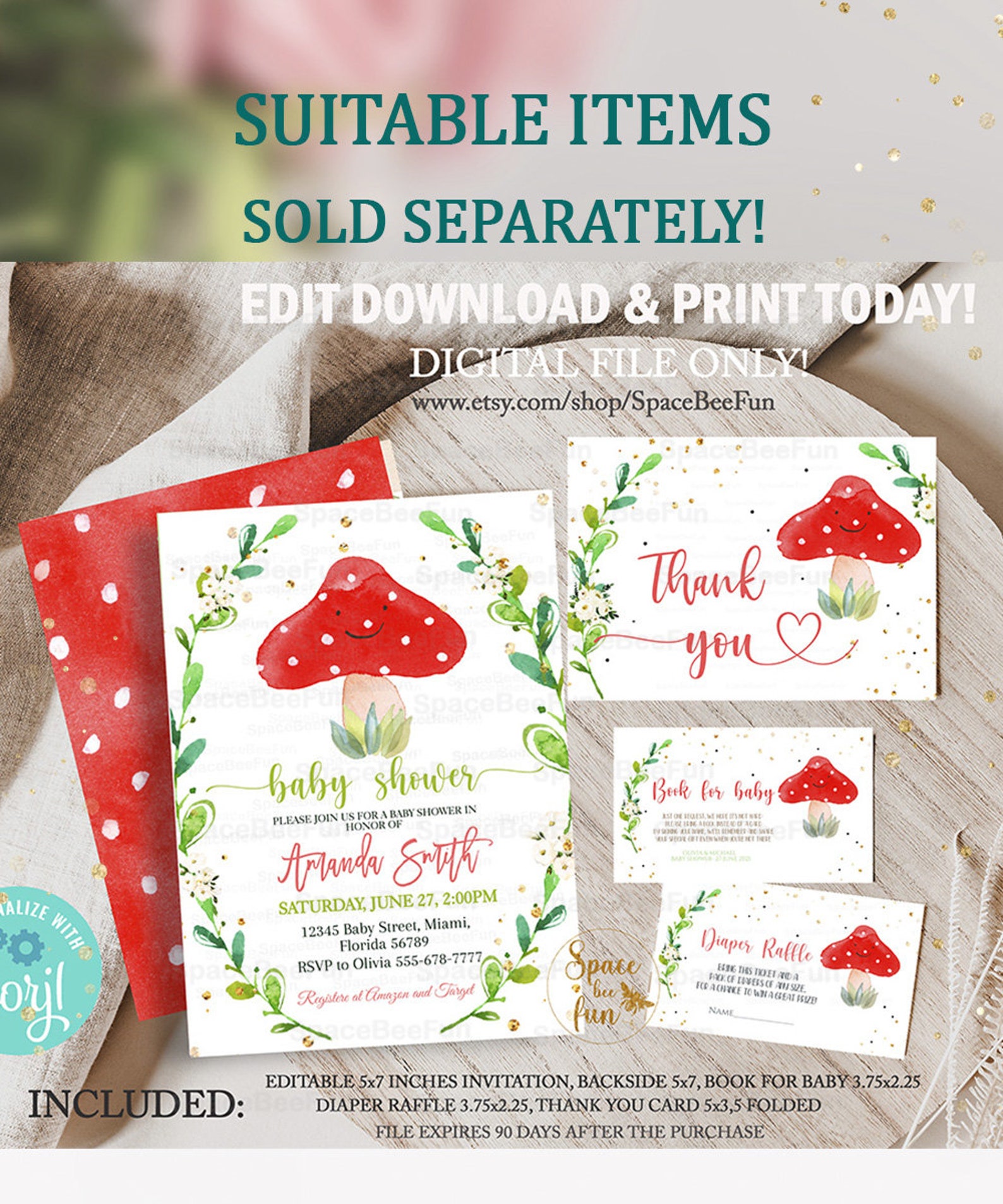 EDITABLE Games Baby Shower Mushroom Games Mushroom Theme Baby - Etsy