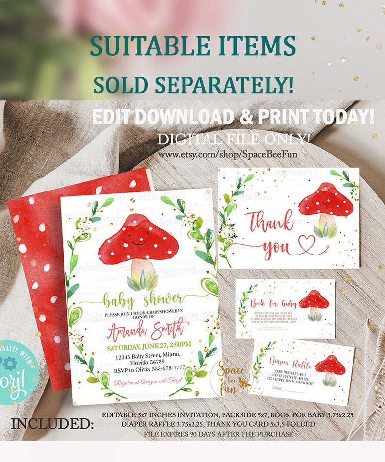 EDITABLE Games Baby Shower Mushroom Games Mushroom Theme Baby - Etsy