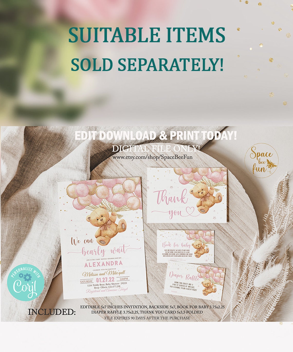 Editable Teddy Bear Baby Shower Favors Bear Baby Shower Thank - Etsy