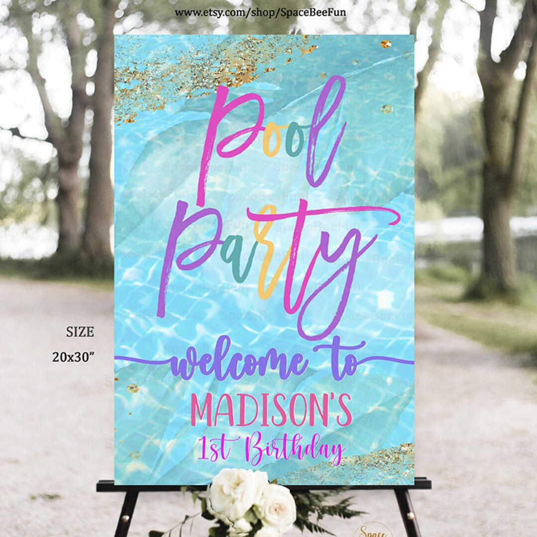 Pool Party Welcome Sign Splash Tropical Party Pool Party Swim Pool ...