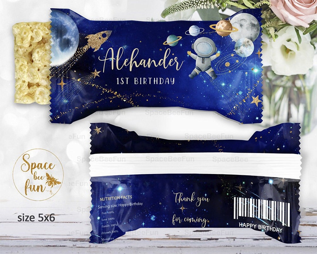 Crispy Rice Treat First Outer Space Birthday Krispie Wrapper Boy ...