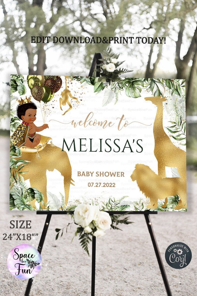 EDITABLE Safari Baby Shower Welcome Signs Decoration - Etsy