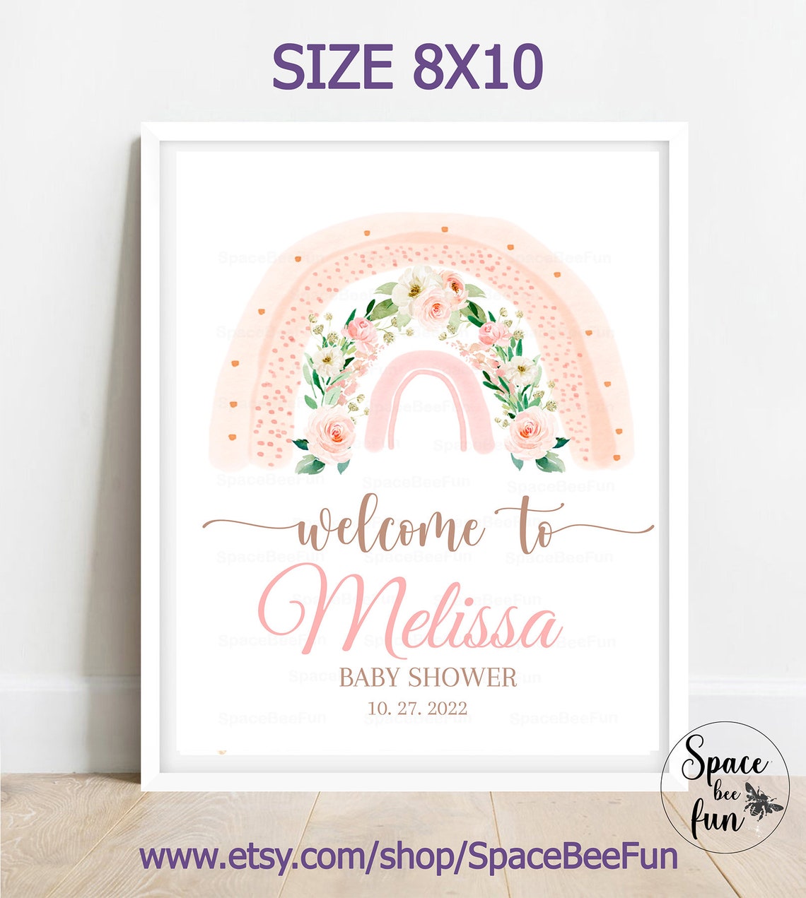 EDITABLE Rainbow Welcome Sign Garden Flowers Baby Shower - Etsy