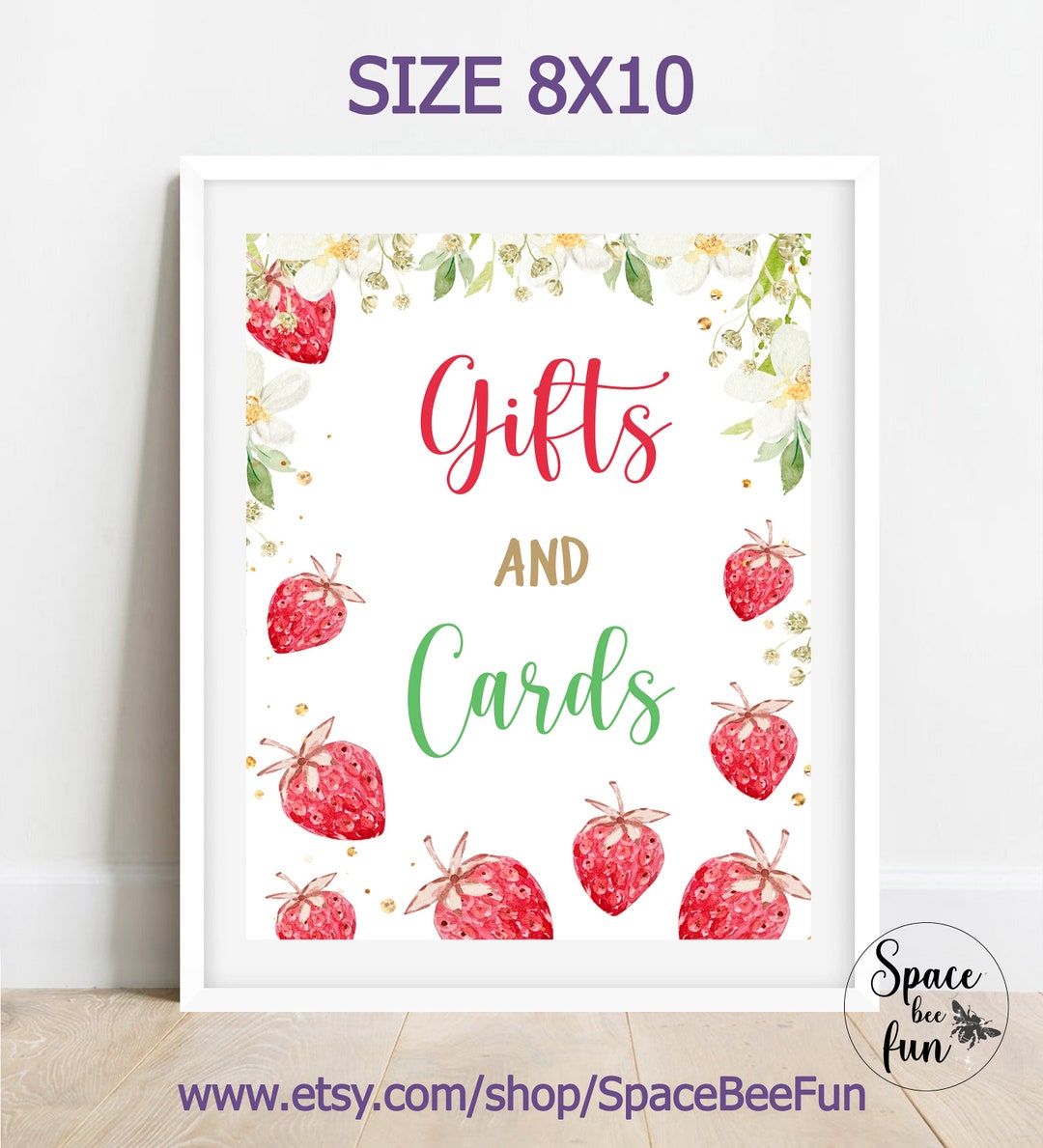 EDITABLE Strawberry Cards and Gifts Sign Printable Gifts Table Decor ...