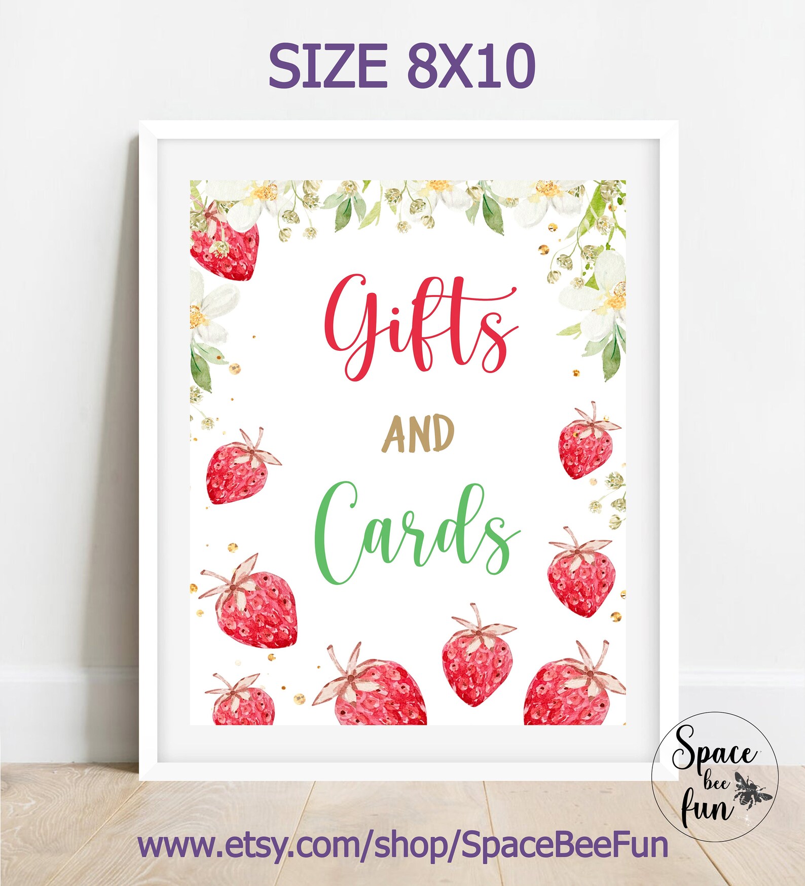 EDITABLE Strawberry Cards and Gifts Sign Printable Gifts Table - Etsy