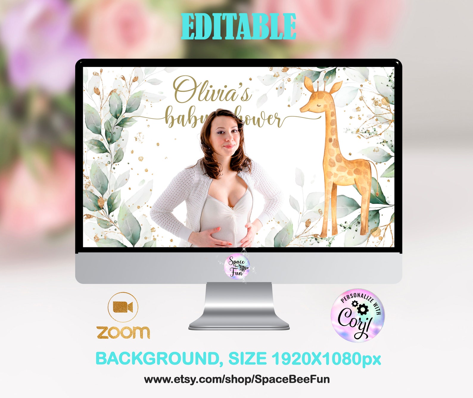 Zoom Background Baby Shower Safari Virtual Baby Shower - Etsy