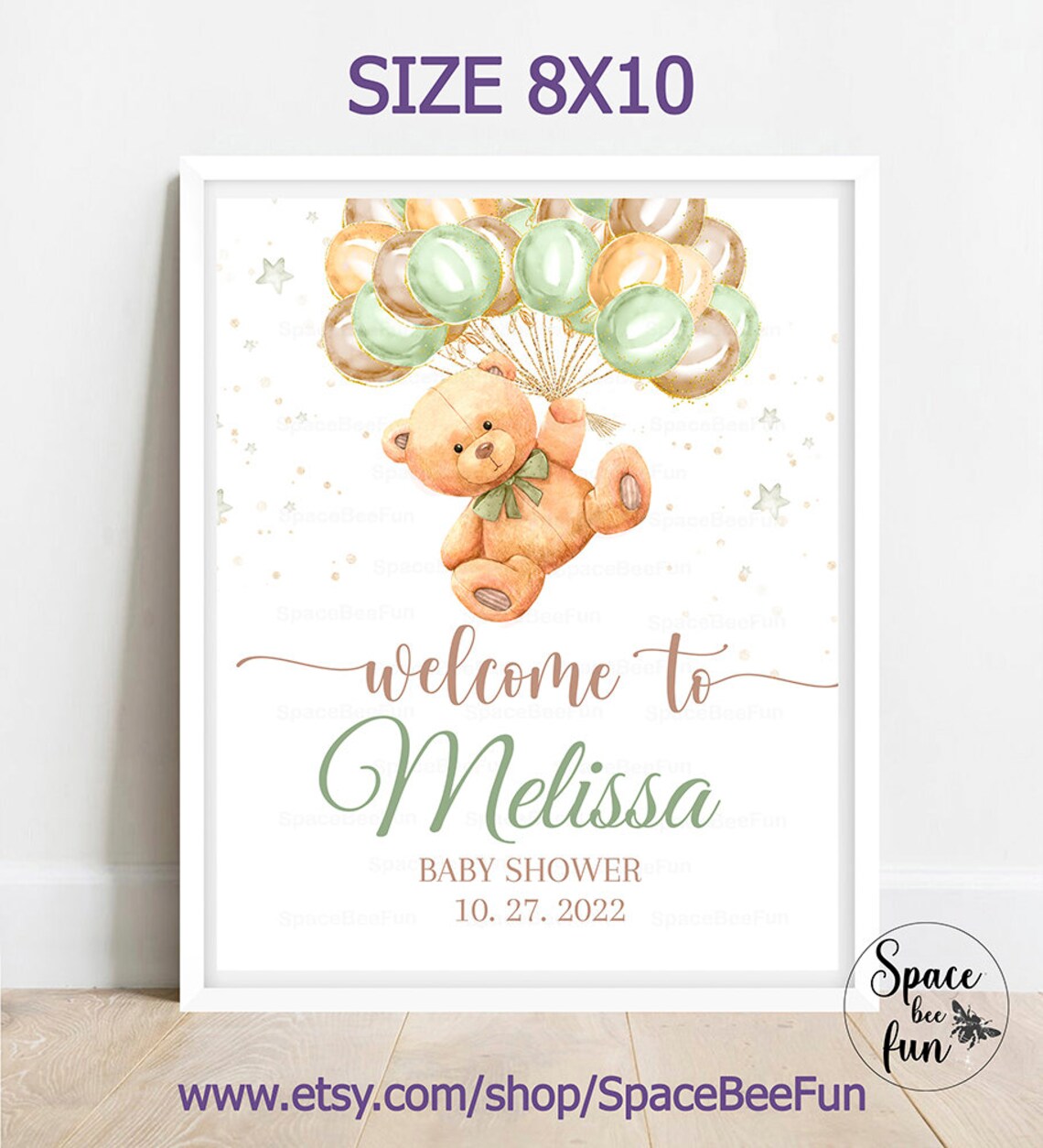 Editable Teddy Bear Baby Shower Welcome Sign Decorations - Etsy