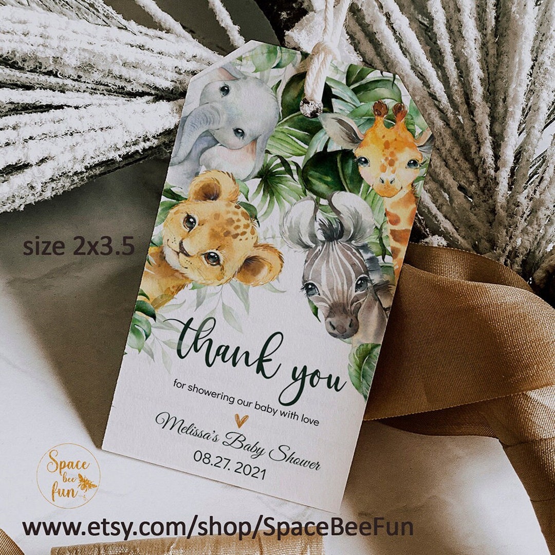 Safari Baby Shower Favor Tags Gift Tags Safari Animals Editable Jungle ...