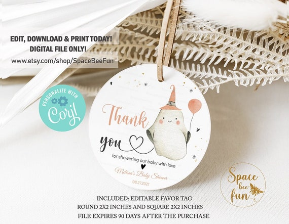 Editable Halloween Baby Shower Favors A Little Boo Baby Shower Thank ...