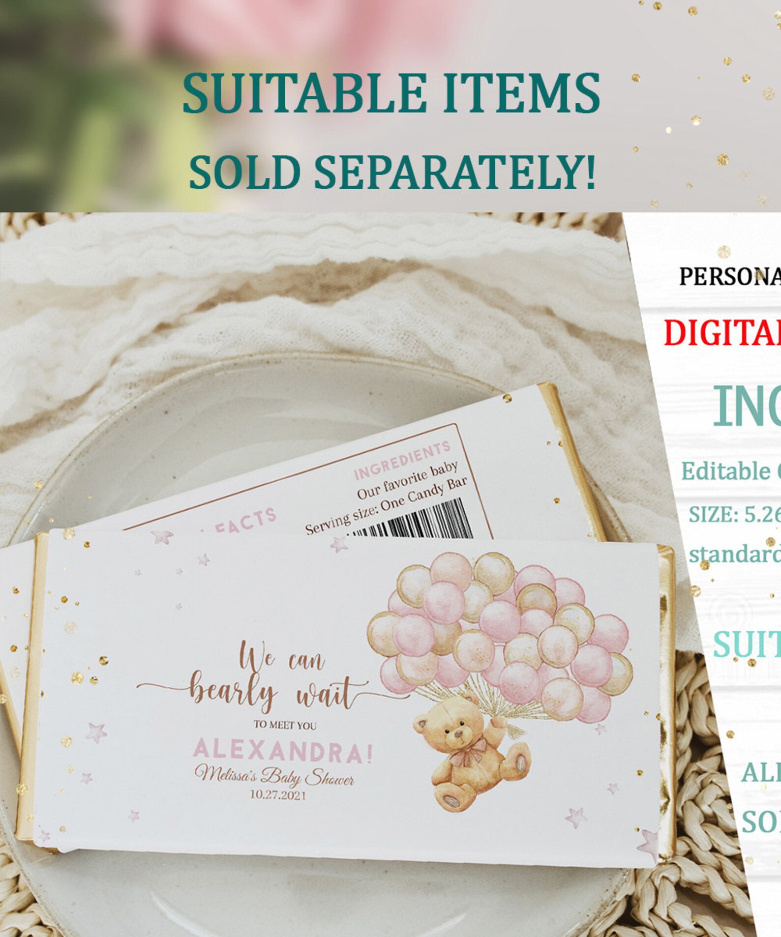 Editable Teddy Bear Baby Shower Favors Bear Baby Shower Thank - Etsy