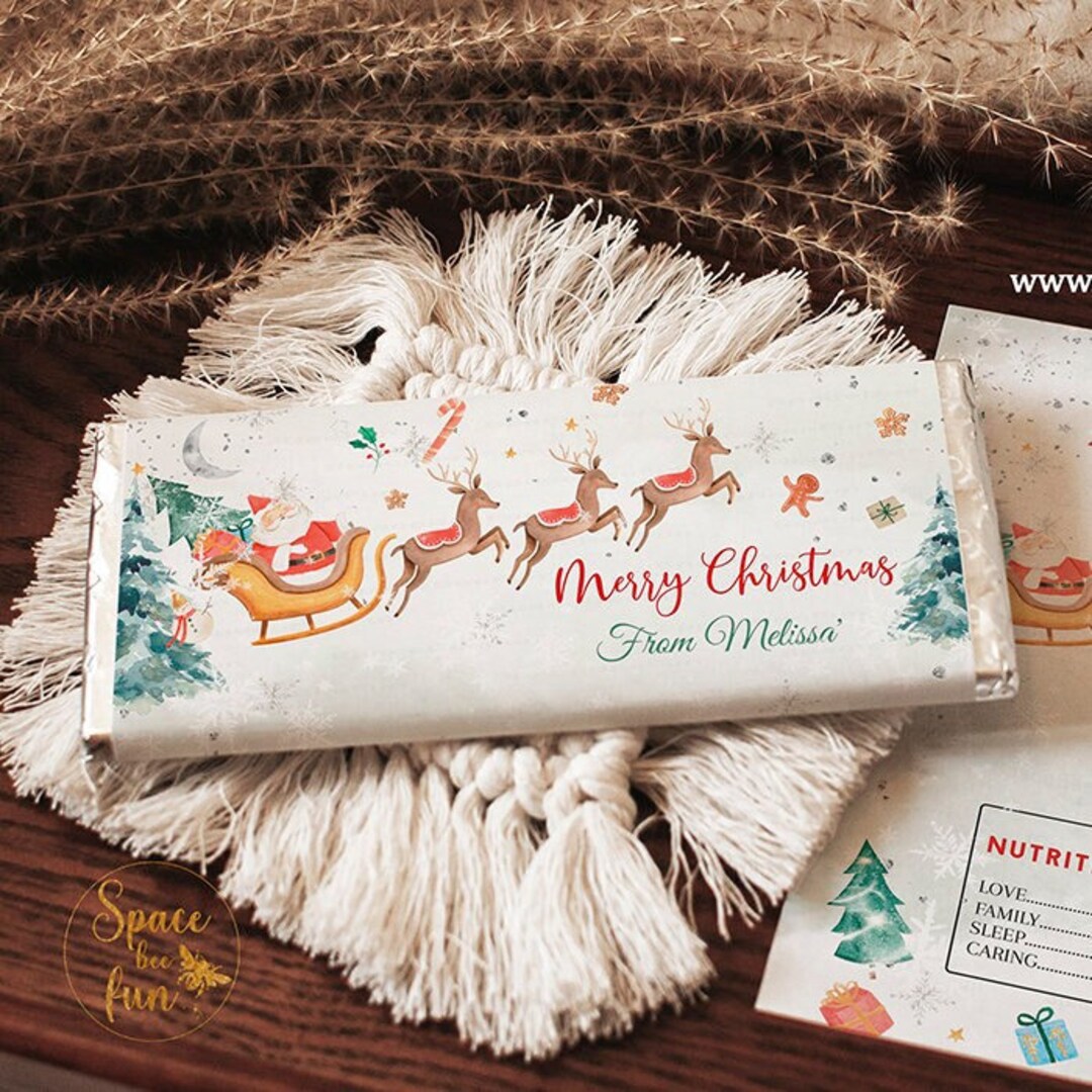 Santa Christmas Chocolate Bar Wrapper Santa Party Birthday Template ...