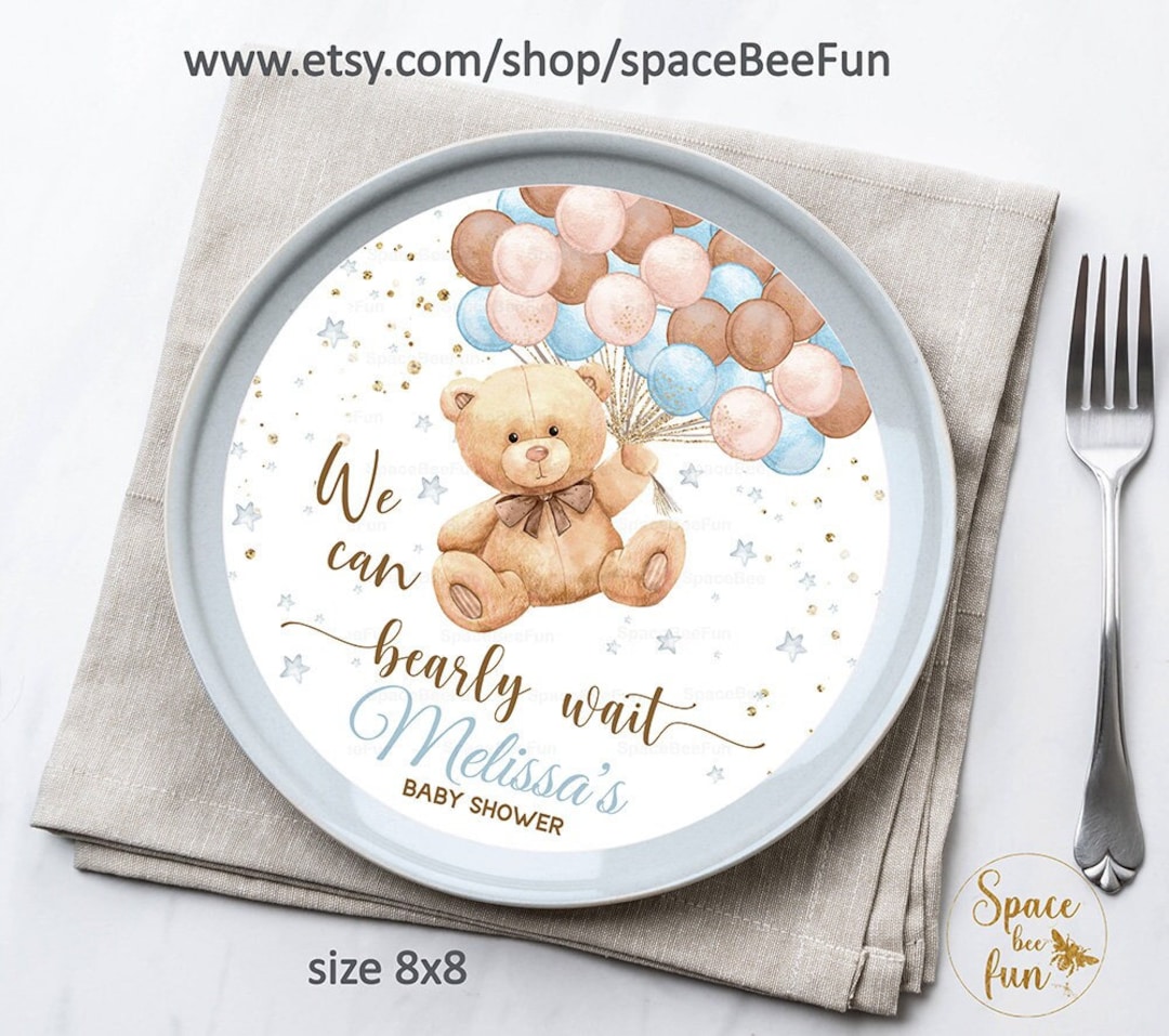 Teddy Bear Baby Shower Charger Plate Insert, Decorations Centerpiece ...