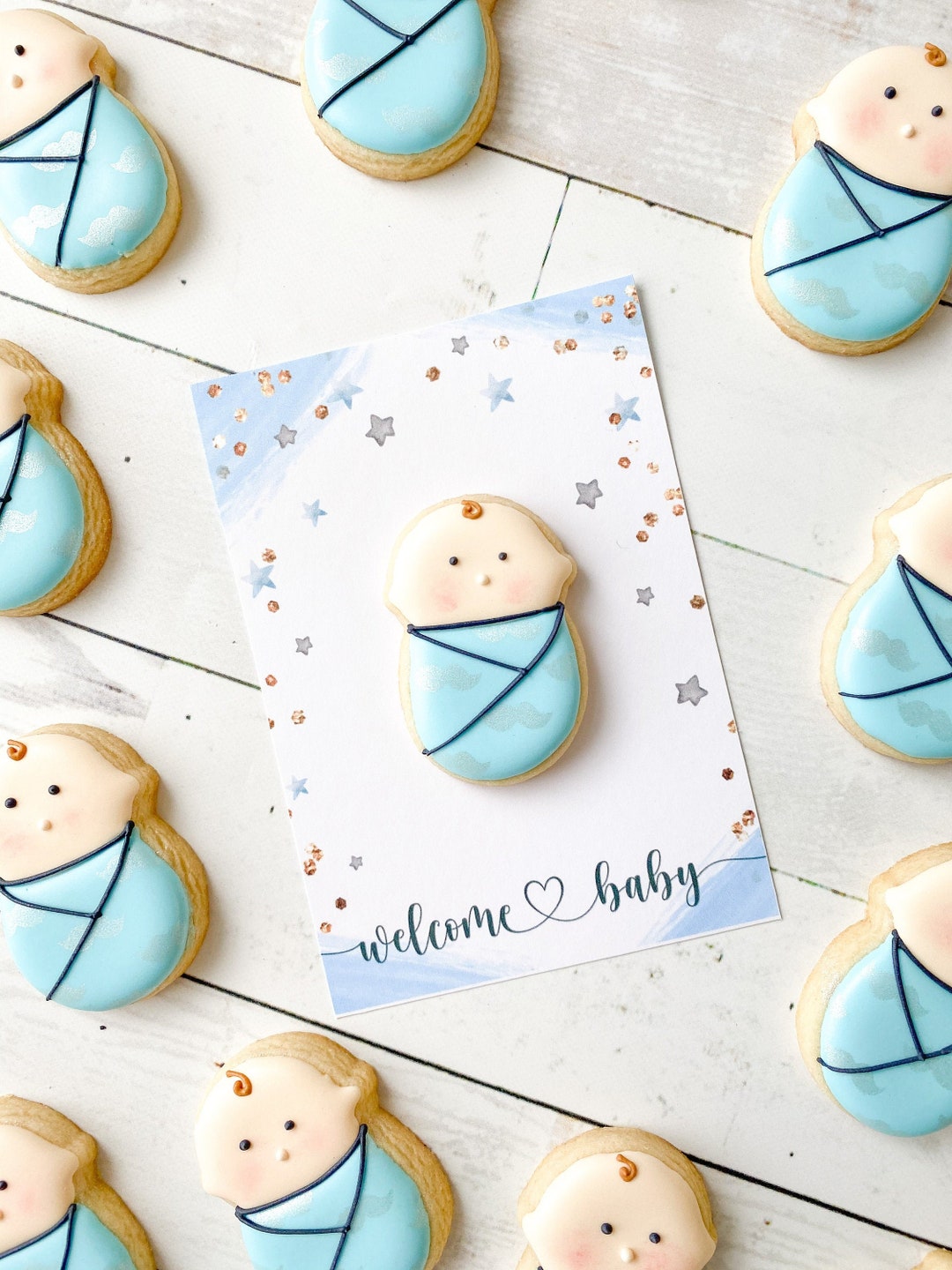 EDITABLE Cookie Card Baby Shower Welcome Baby Oh Boy Favors Tags ...
