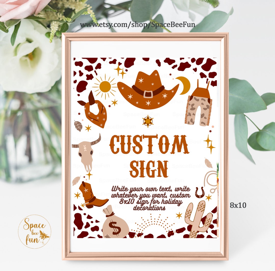 Cowboy Rodeo Custom Sign Birthday Sign Editable Wild West Ranch ...
